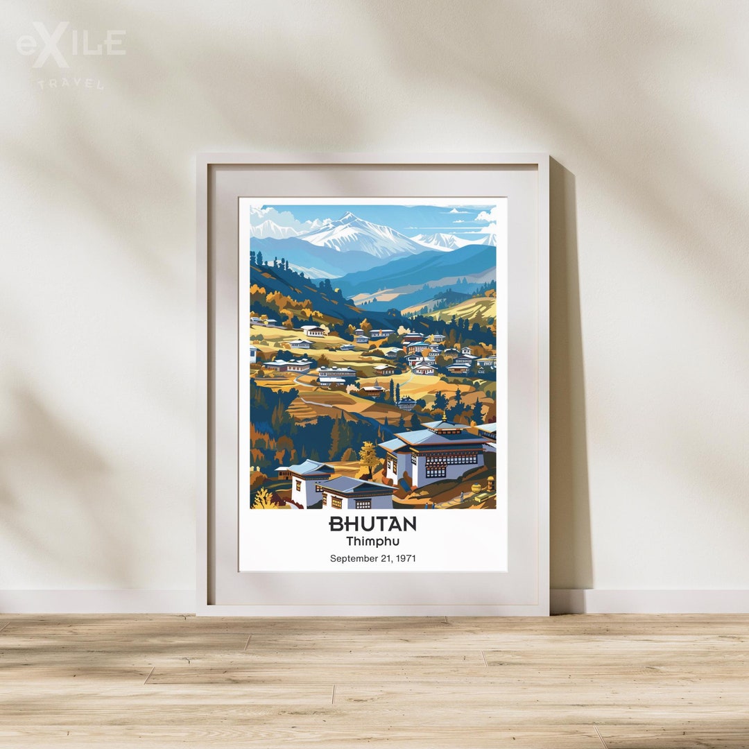 Thimphu Travel Print Bhutan Art | Thimphu Bhutan Gifts Poster | Home ...