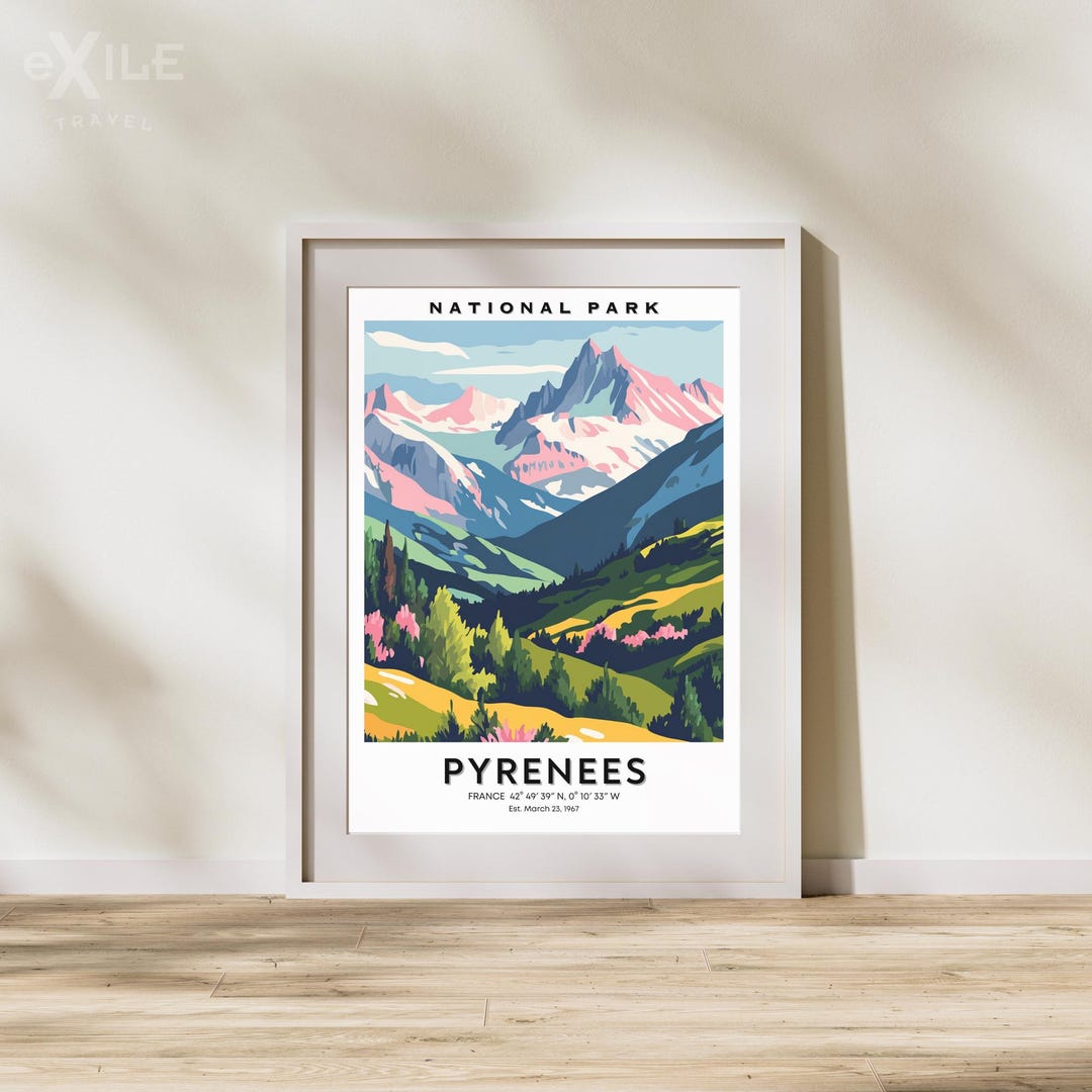 Pyrenees National Park Travel Poster, Pyrenees Park Travel Print ...