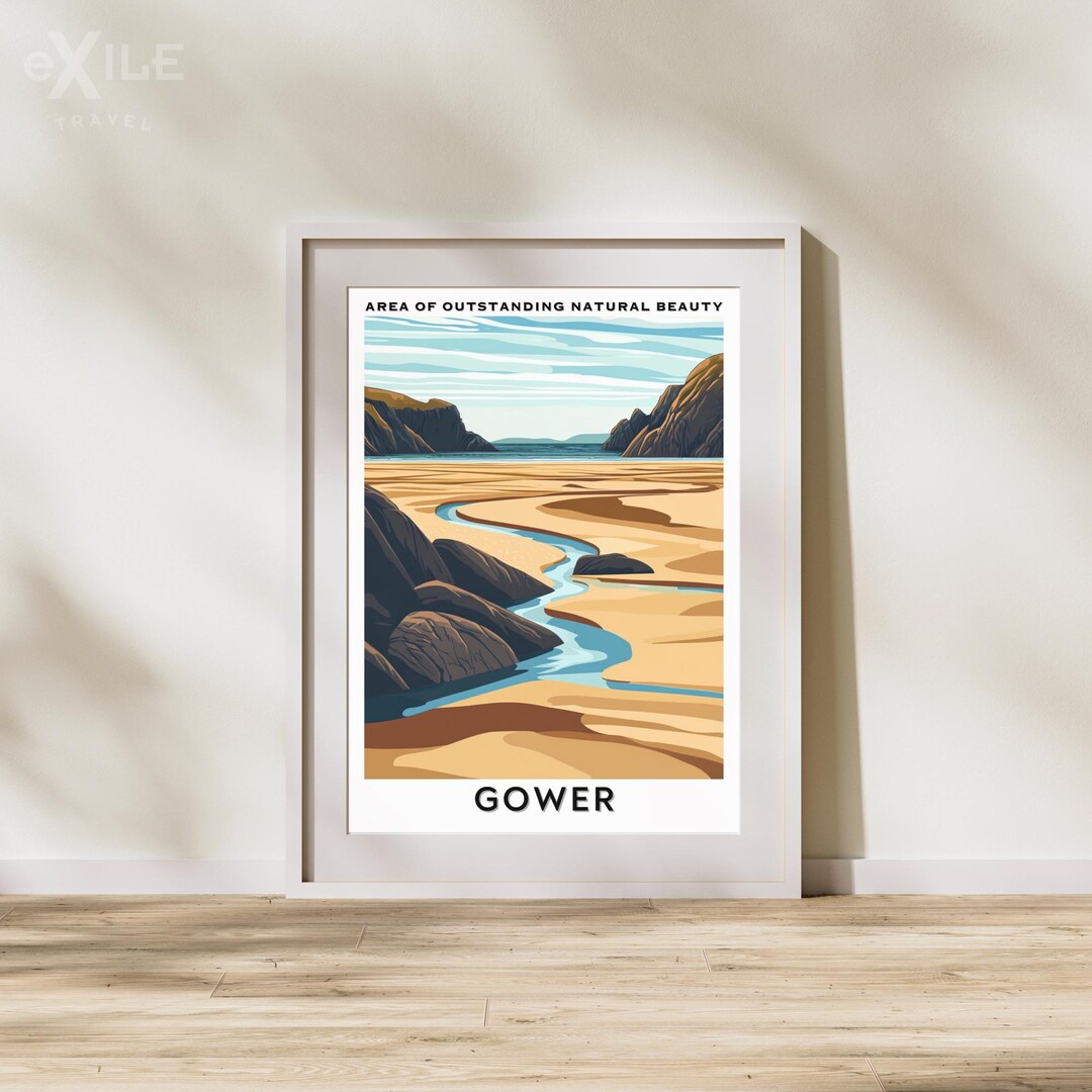 Gower Travel Print Wall Art, Gower Wall Hanging Home Decor, Gower Gift ...