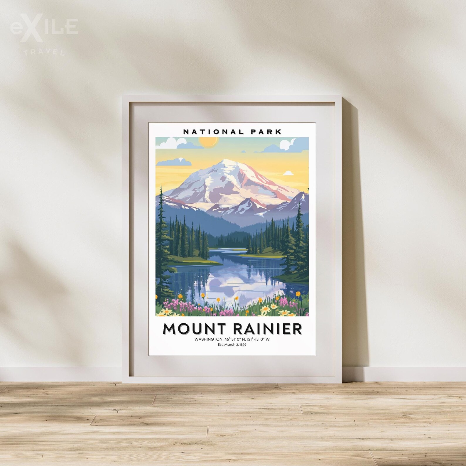 Mount Rainier National Park Travel Poster, Mount Rainier Travel Print ...