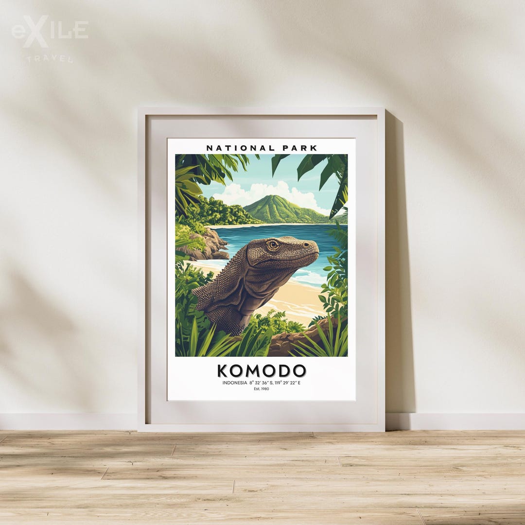 Komodo National Park Travel Poster, Komodo National Park Travel Print ...