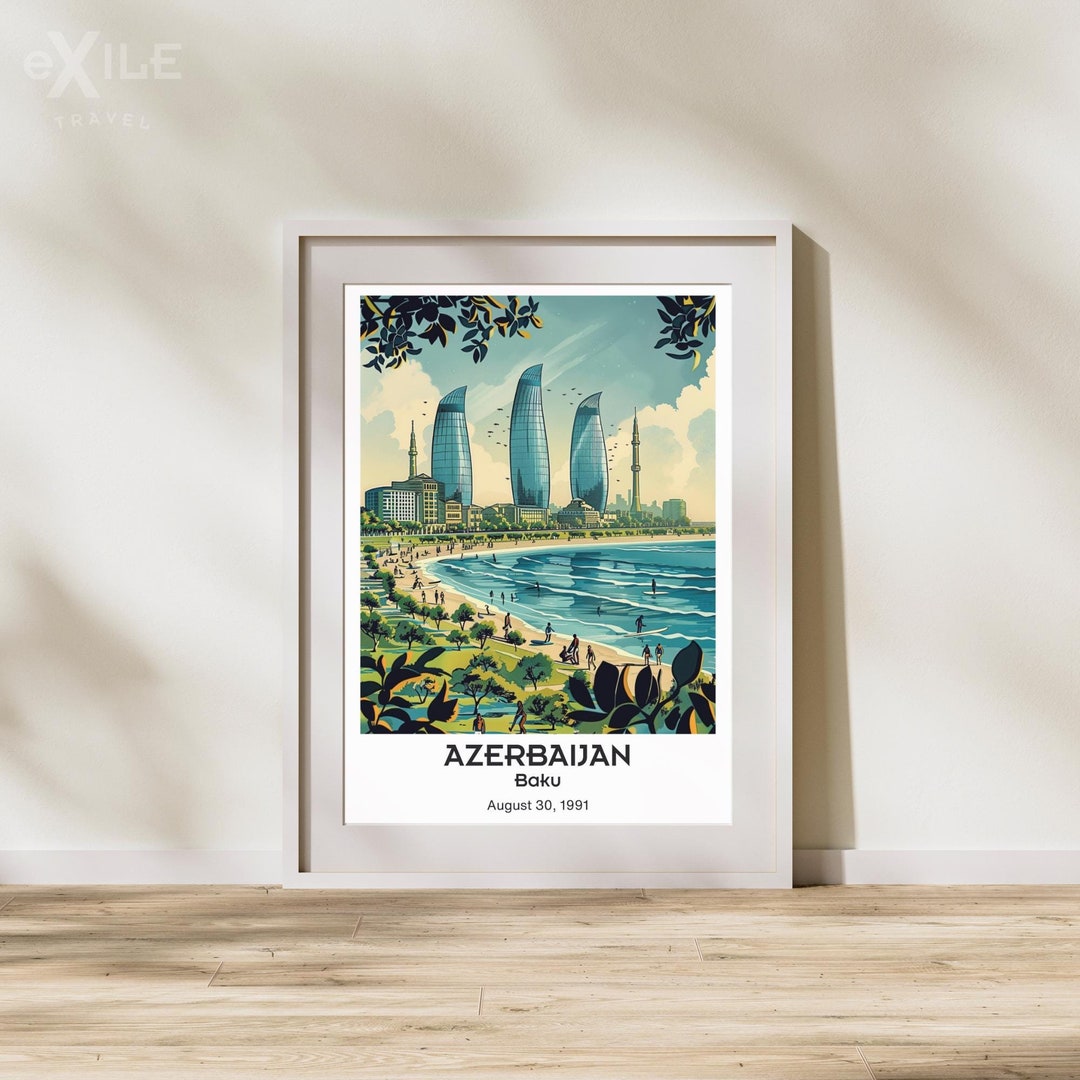 Baku Travel Print Azerbaijan Art | Baku Azerbaijan Gift Poster | Home ...