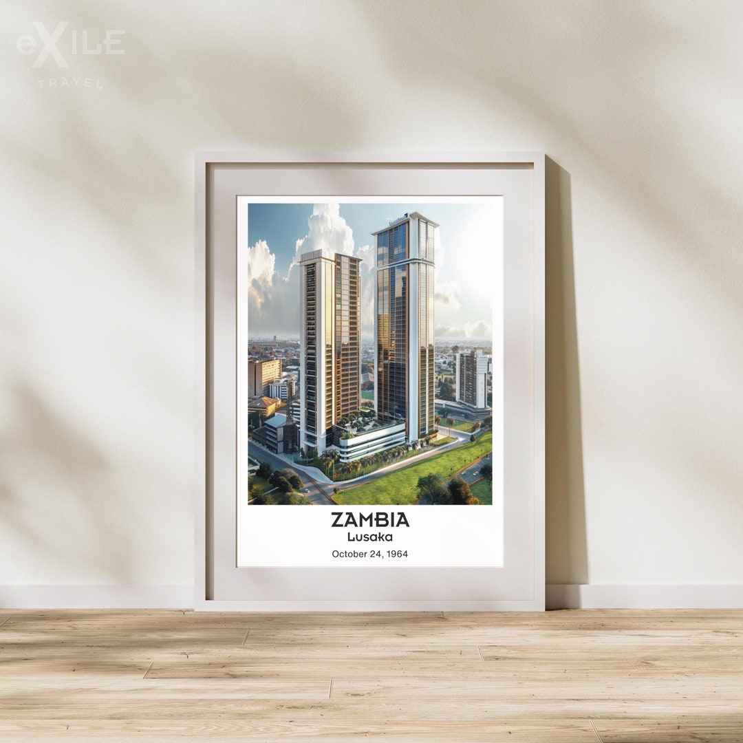 Lusaka Travel Print Zambia Art | Lusaka Zambia Illustration Gift Poster ...