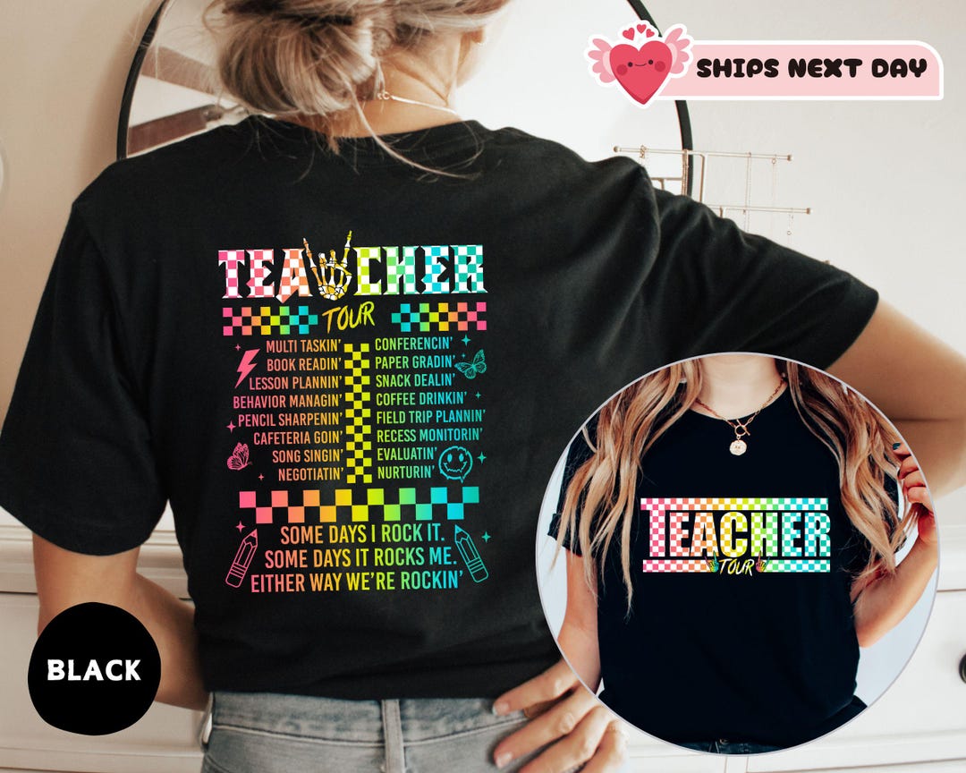 Retro Teacher Tour Shirt: Front & Back Print, 100% Cotton - Etsy