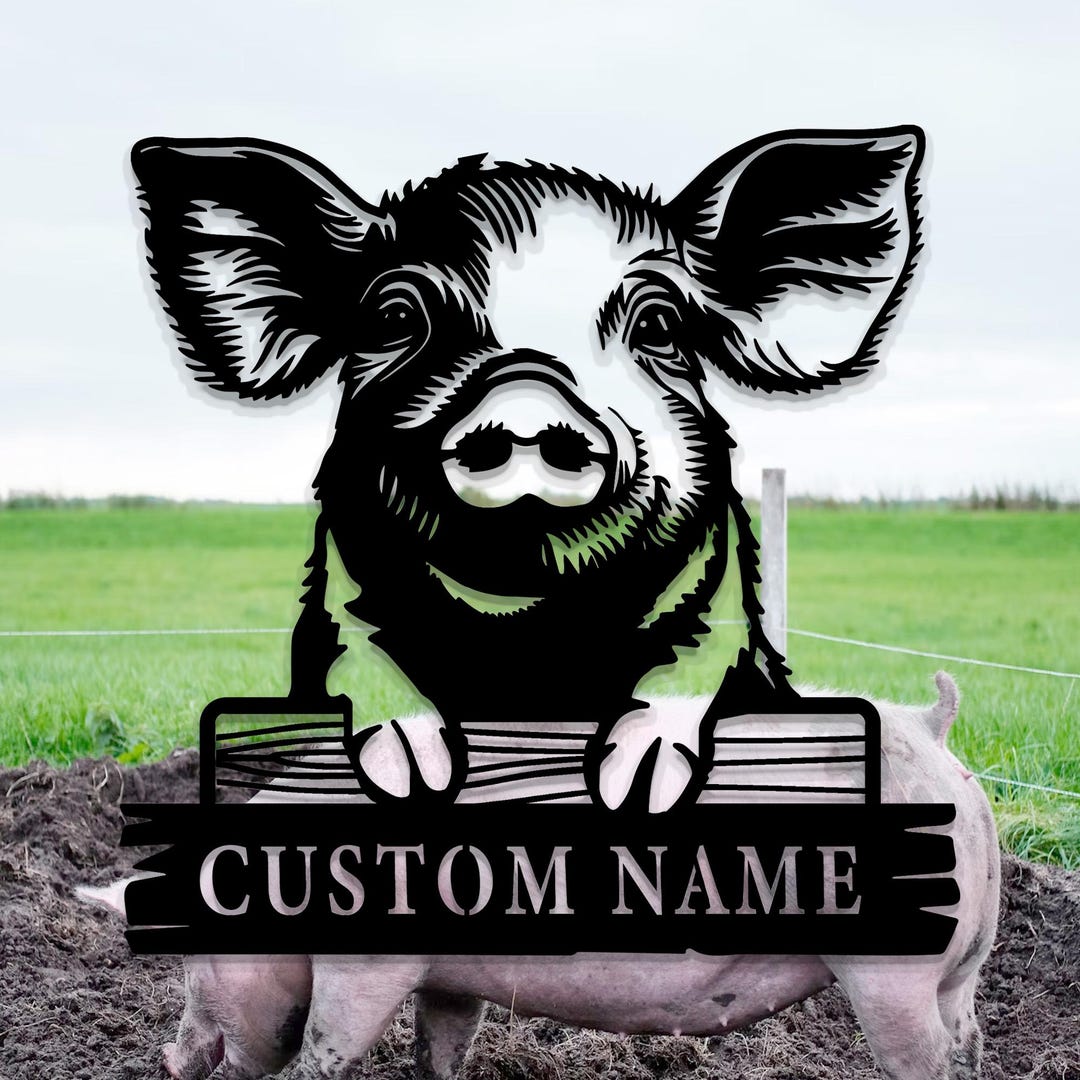 Custom Pig Sign Metal Wall Sign-personalized Pig Sign Metal Wall Art ...