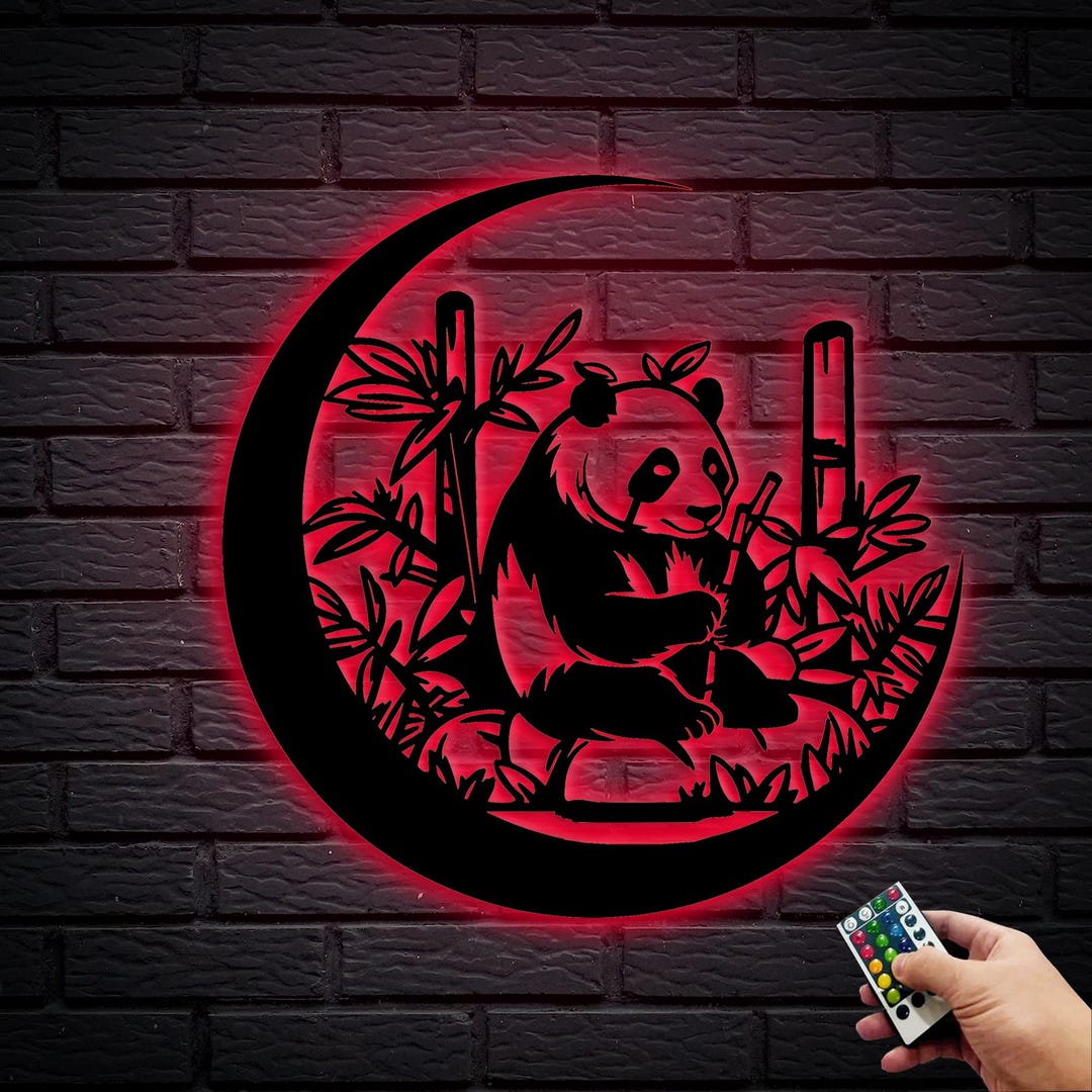 Custom Panda Metal Wall Art, Custom Metal Panda Sign, Bedroom Sign ...