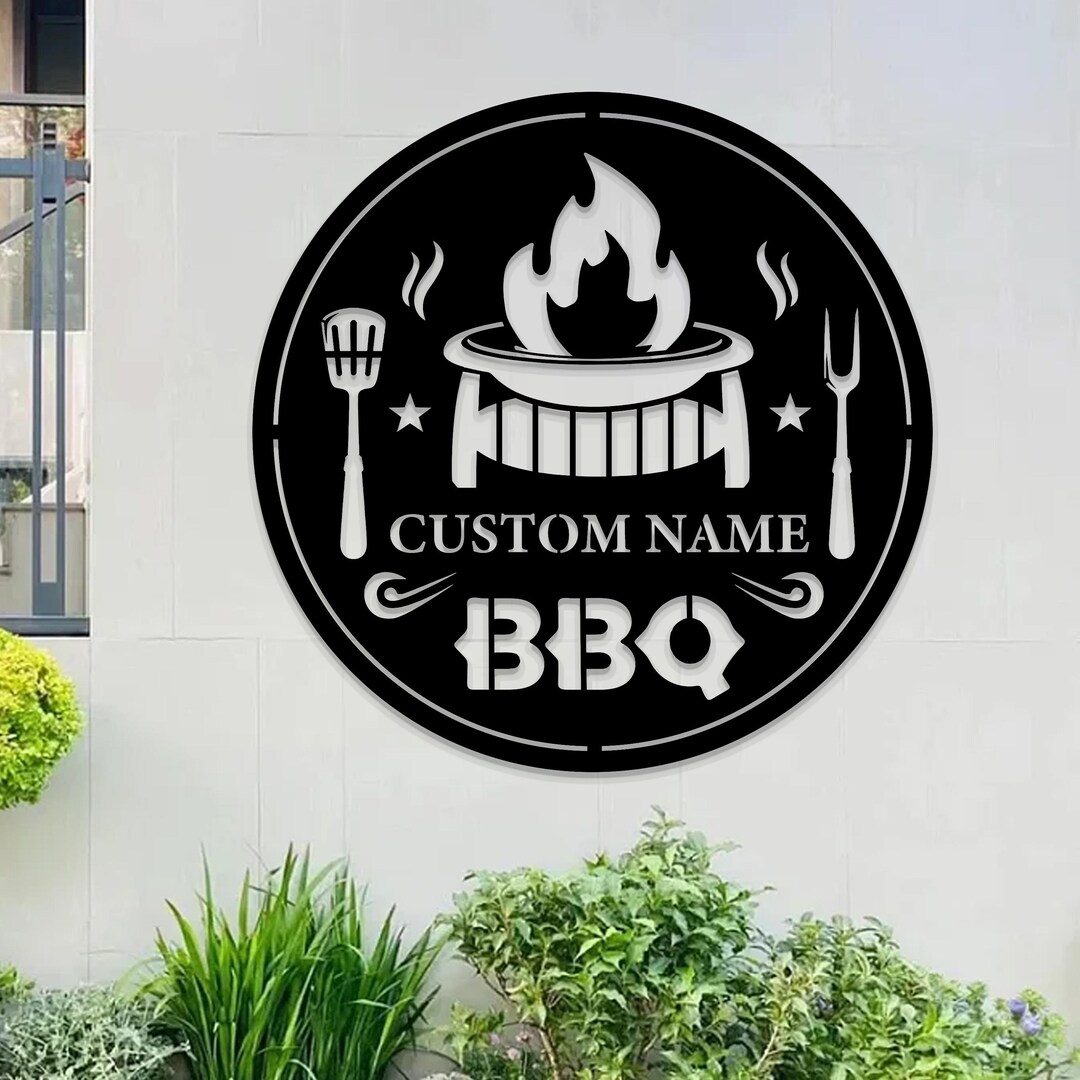 BBQ Grill Sign, Metal Wall Art, Grill Schild Decor, BBQ Metal Sign, Grill Chill Decor, Father's ...