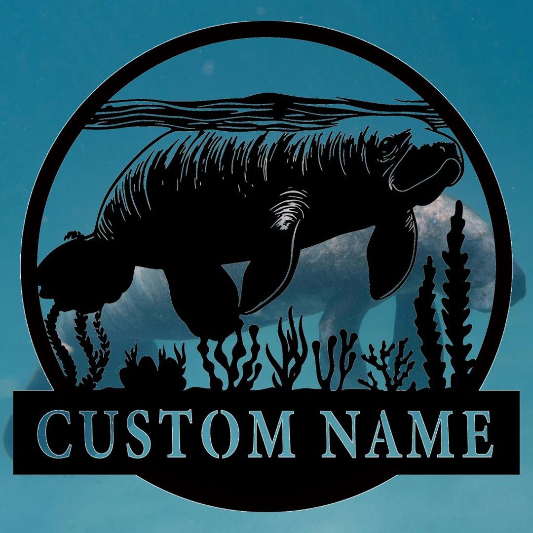 Handmade-custom Manatee Sign Metal Wall Sign-personalized Manatee Sign ...