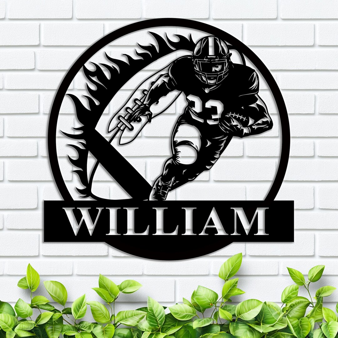 Custom Football Sign Metal Wall Sign-personalized Football Sign Metal ...