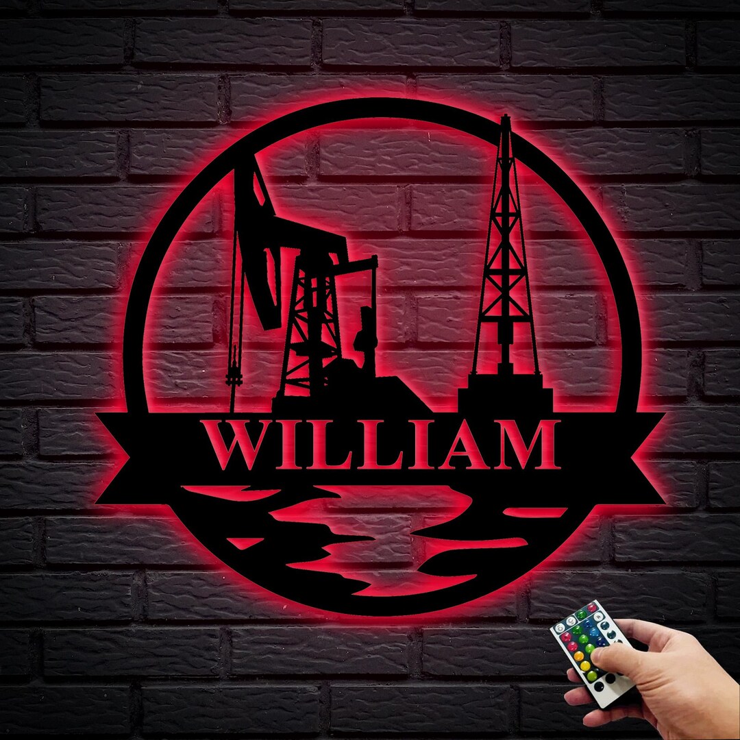 Custom Oil Rig Metal Wall Art Personalized Oil Rig Name Sign Oil Pump ...