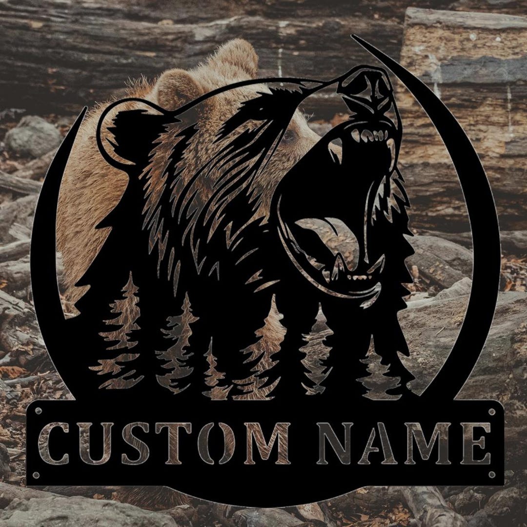 Handmade-custom Bear Sign Metal Wall Sign-personalized Bear Sign Metal ...
