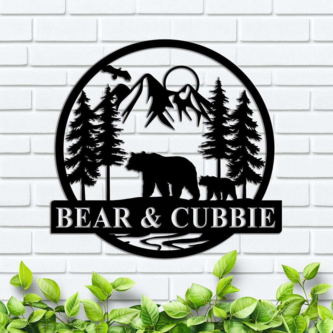 Custom Bear Sign Metal Wall Sign-personalized Bear Sign Metal Wall Art ...