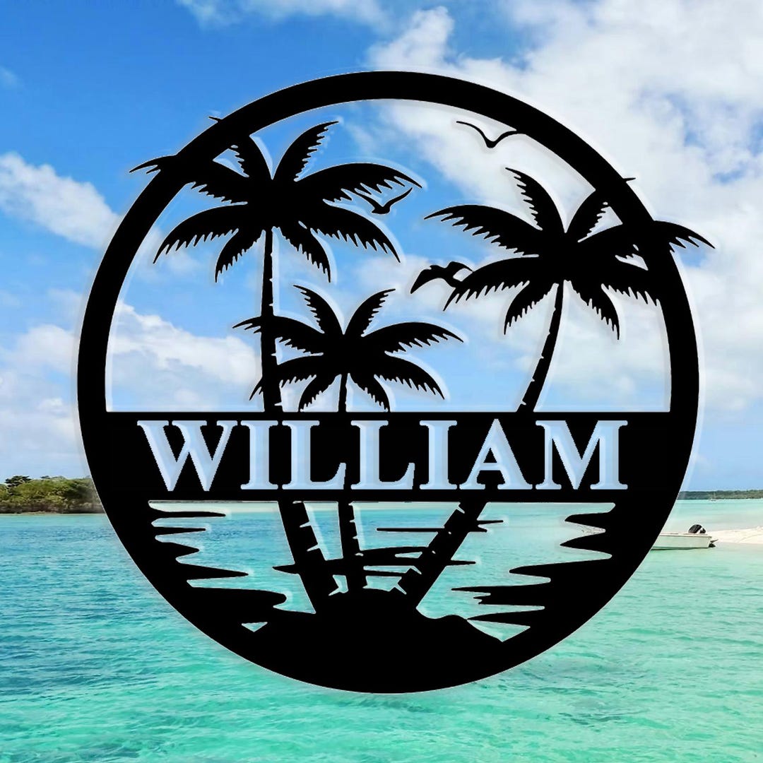 Handmade-custom Palm Tree Sign Metal Wall Sign-personalized Palm Tree ...