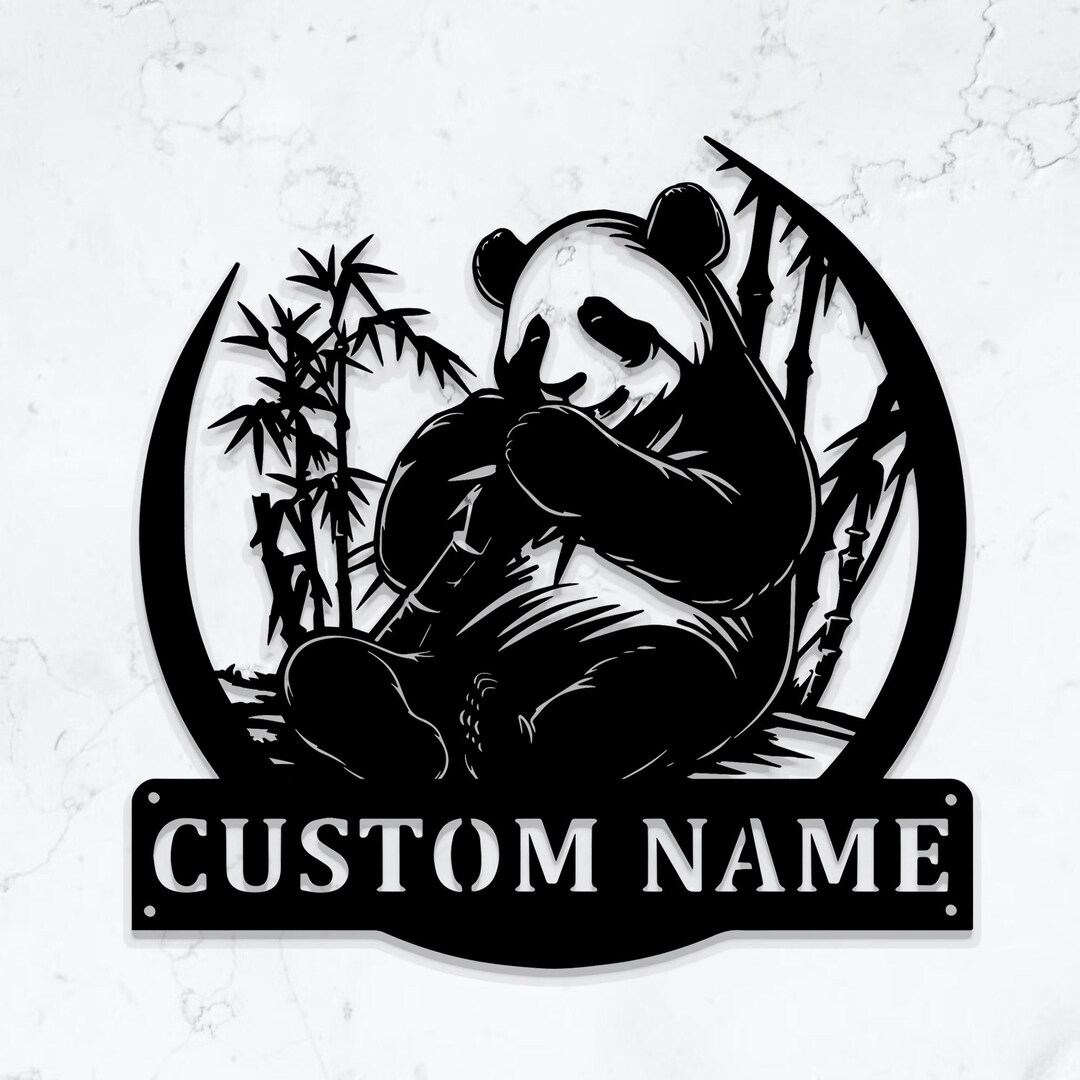 Custom Panda Metal Wall Art, Custom Metal Panda Sign, Bedroom Sign ...