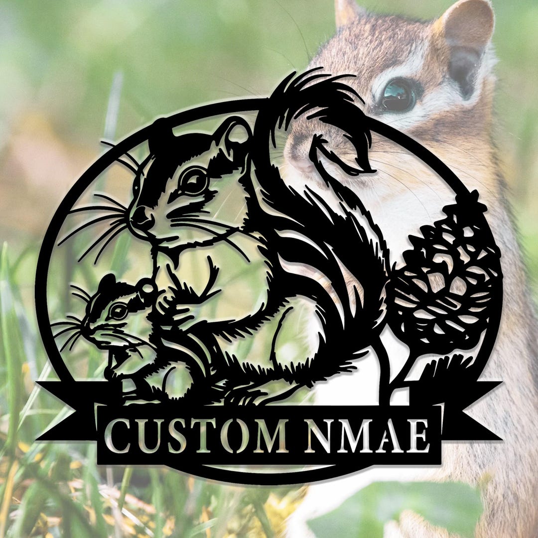 Custom Chipmunk Metal Wall Sign, Personalized Chipmunk Wall Decor, Kid ...