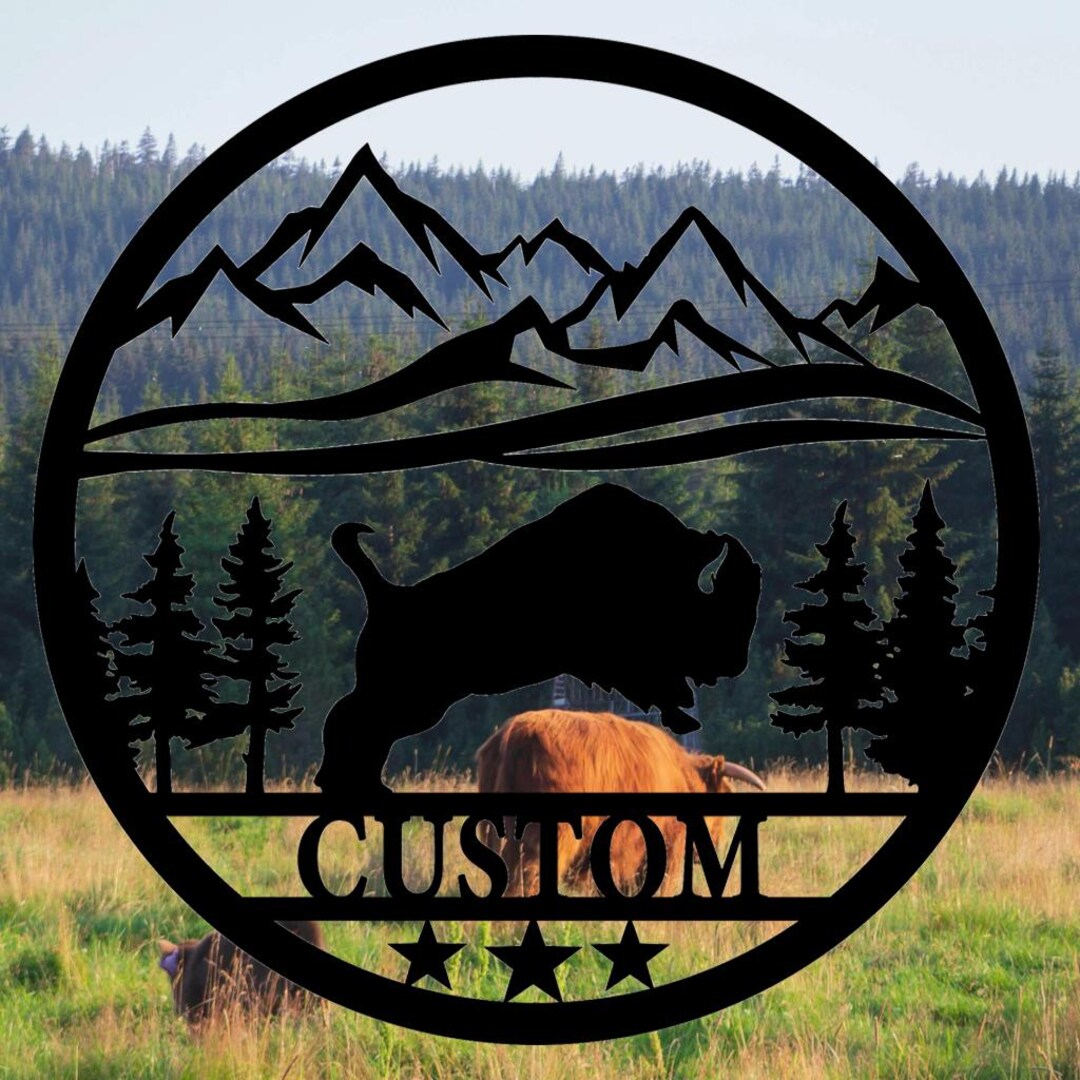Handmade-custom Bison Sign Metal Wall Sign-personalized Bison Sign ...