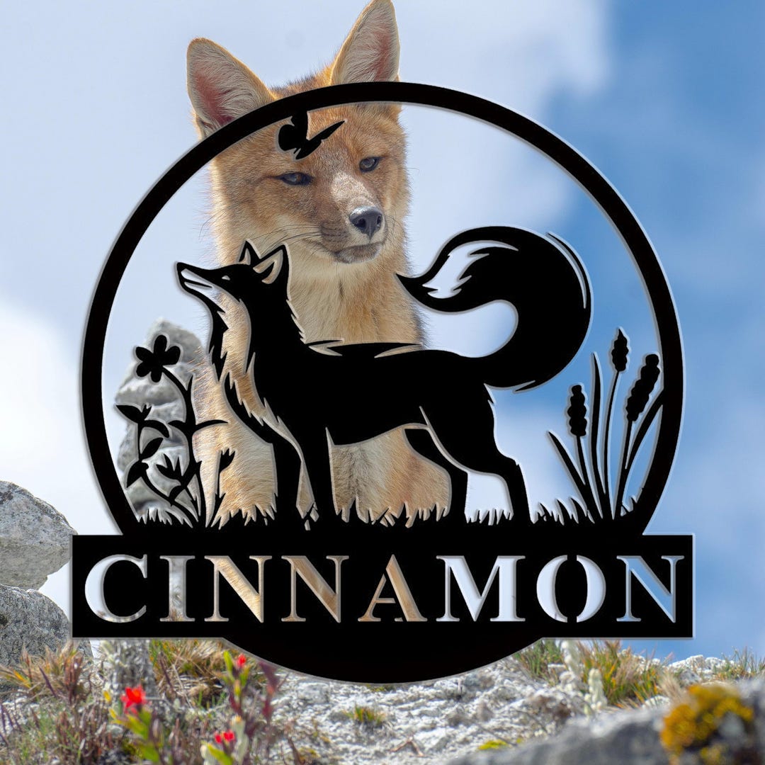 Custom Floral Fox Metal Wall Sign | Floral Fox Metal Wall Art | Floral ...