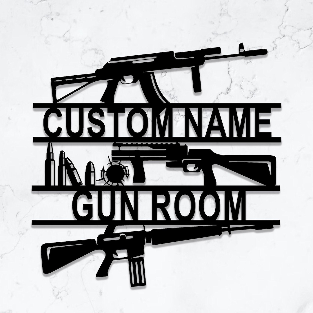 Custom Gun Metal Sign, Personalized Gun Metal Wall Art, Metal Gun Wall ...
