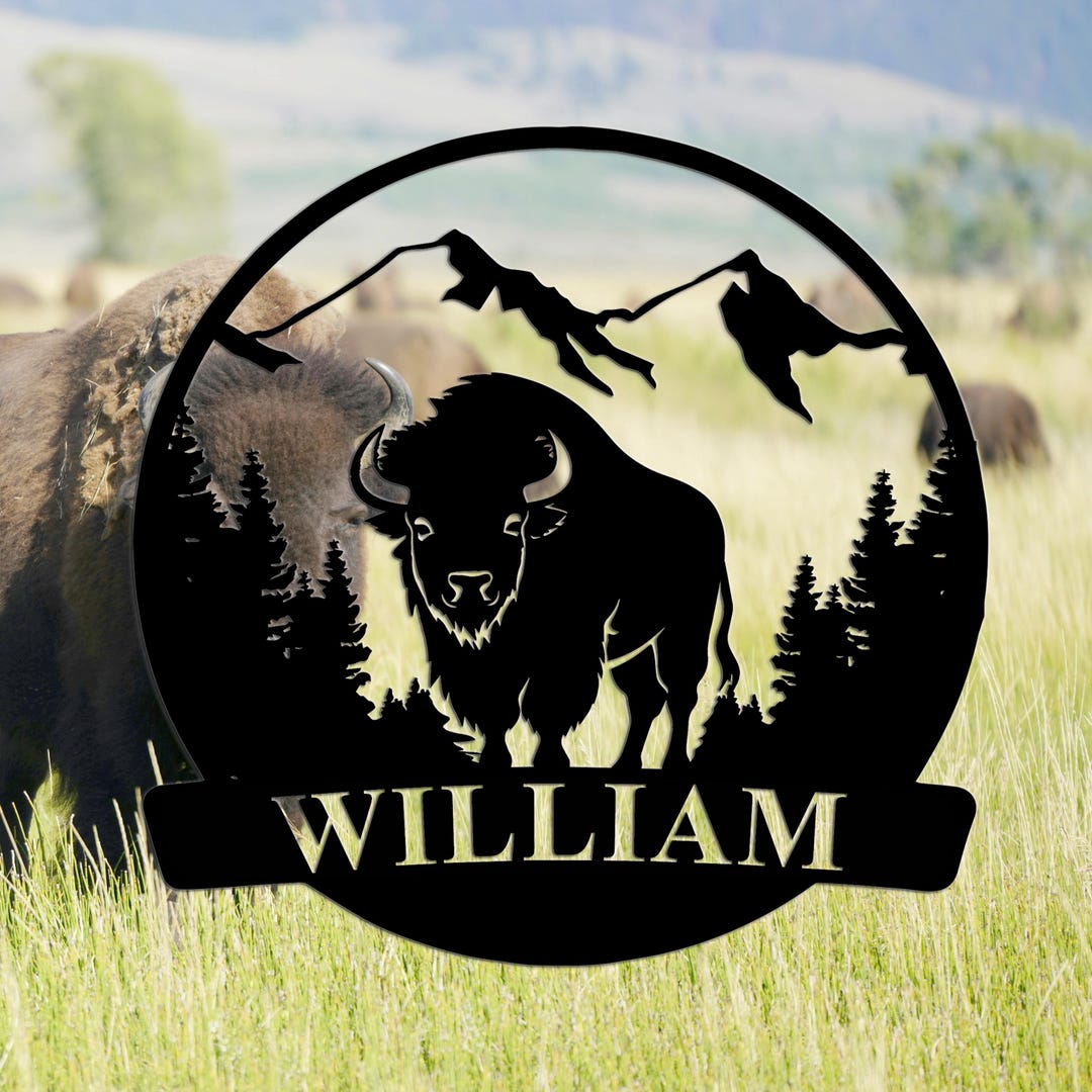 Custom Bison Sign Metal Wall Sign-personalized Bison Sign Metal Wall ...