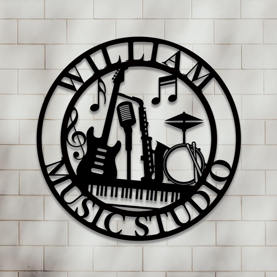 Personalized Musical Instruments Metal Sign, Custom Music Room Metal ...