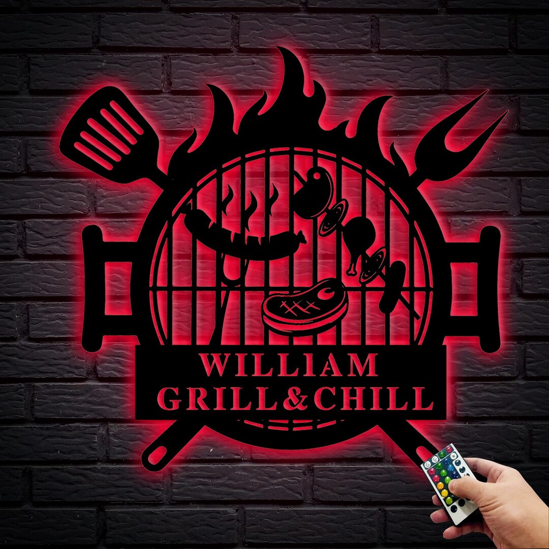 BBQ Grill Sign, Metal Wall Art, Grill Schild Decor, BBQ Metal Sign ...