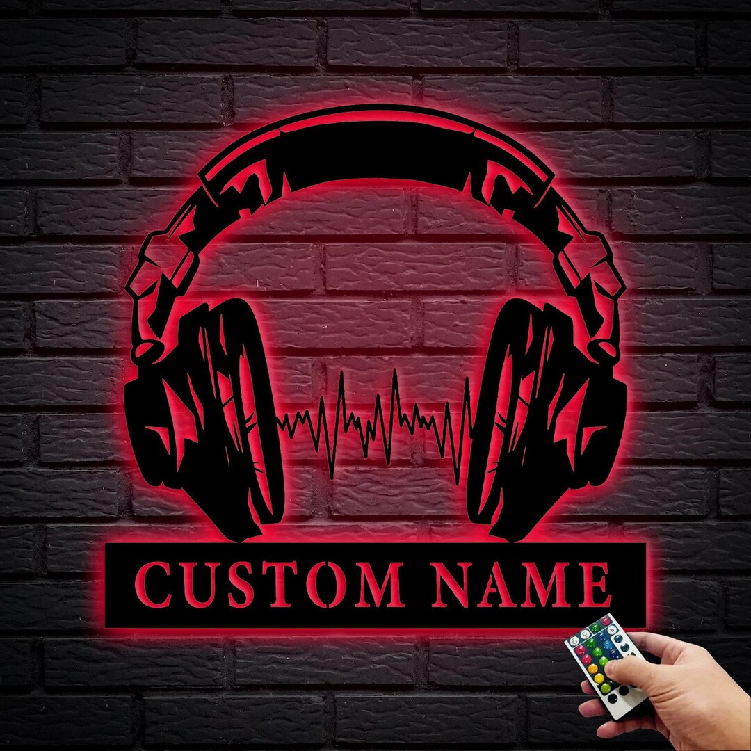 Personalized Headphones Metal Wall Sign, Custom Earphones Metal Art ...