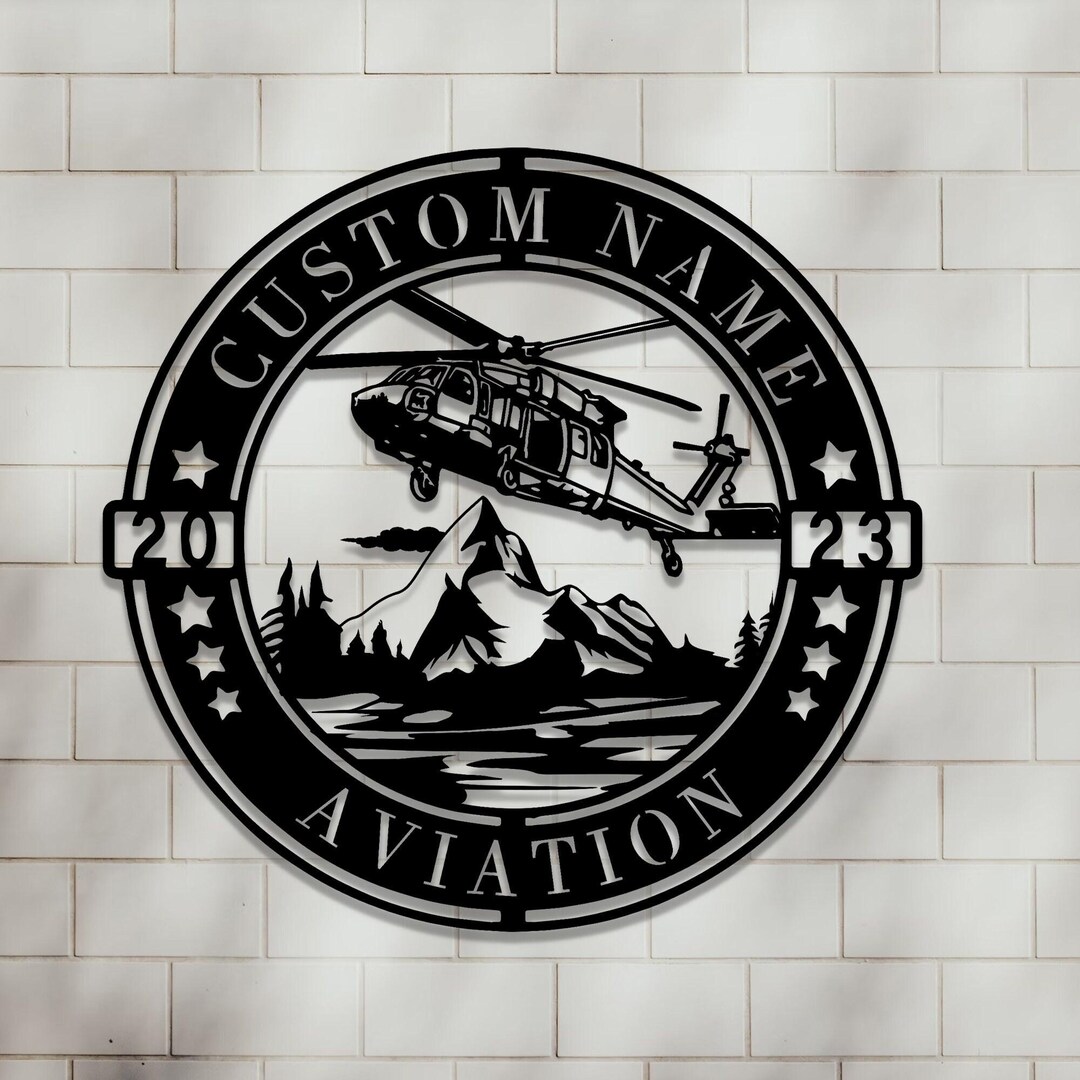 Helicopter Metal Sign, Personalized Helicopter Name Decor, Custom ...