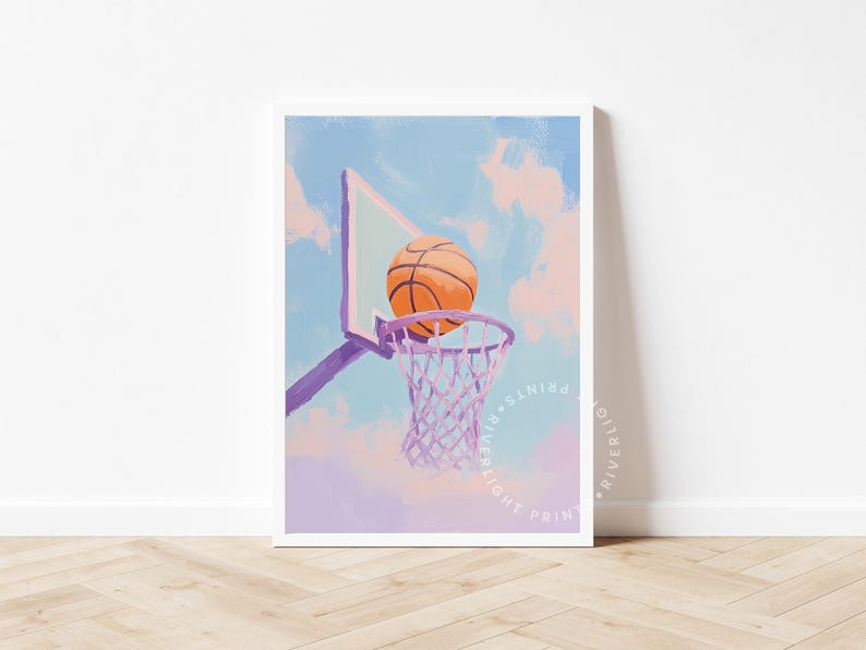 Printable Basketball Art in Motion - Sporty Modern Decor, Mid-air ...