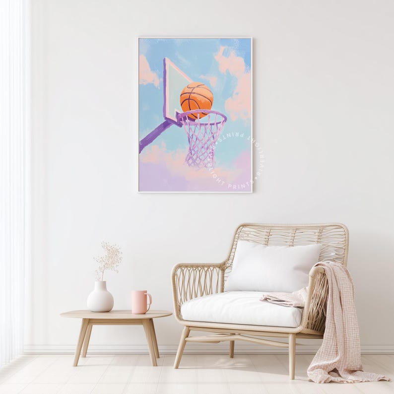 Printable Basketball Art in Motion - Sporty Modern Decor, Mid-air ...