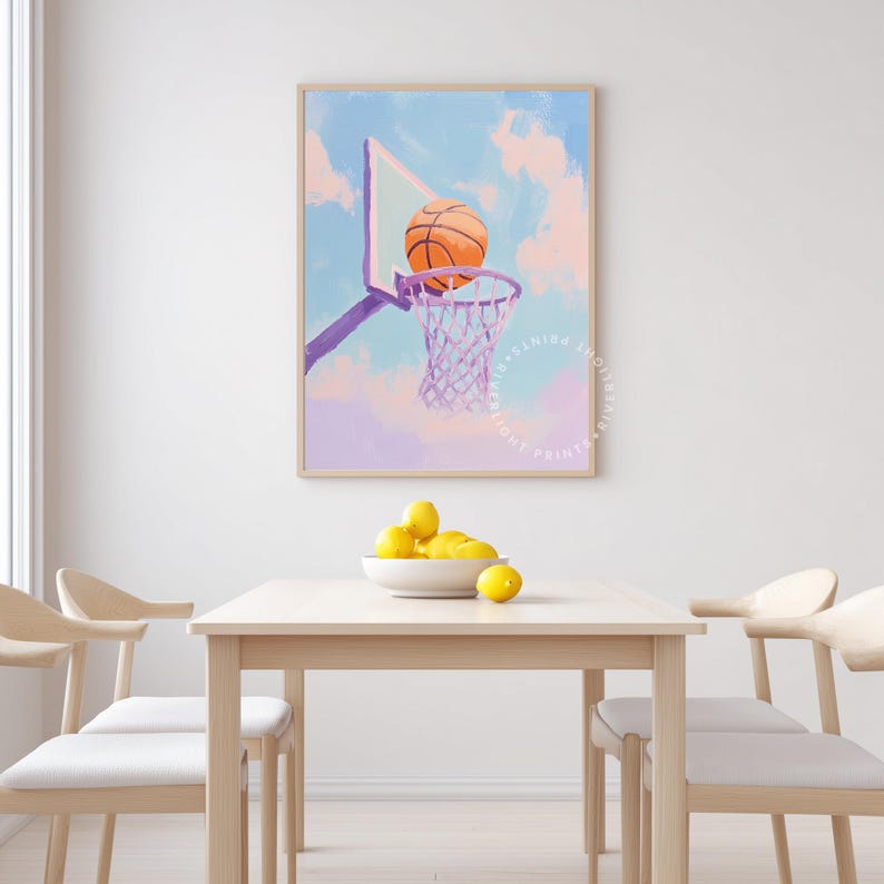 Printable Basketball Art in Motion - Sporty Modern Decor, Mid-air ...