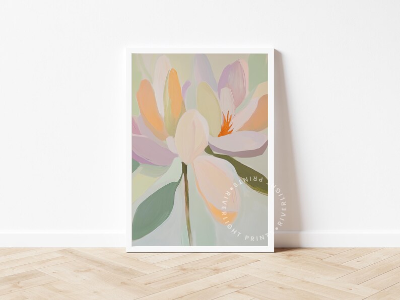Spring Blossom Abstract Wall Art - Modern Acrylic Painting, Neutral ...