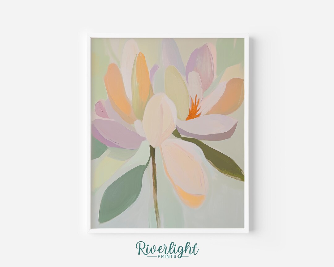Spring Blossom Abstract Wall Art - Modern Acrylic Painting, Neutral ...