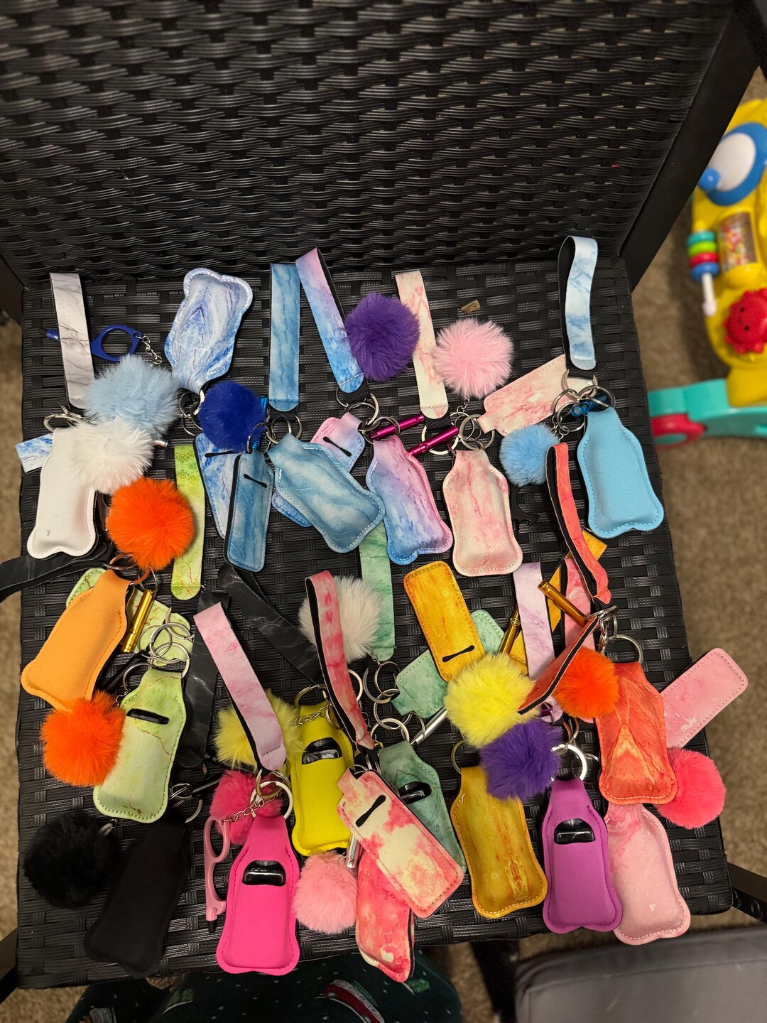 Personalized Safety Keychain Wristlet Custom Keychain With Glitter ...