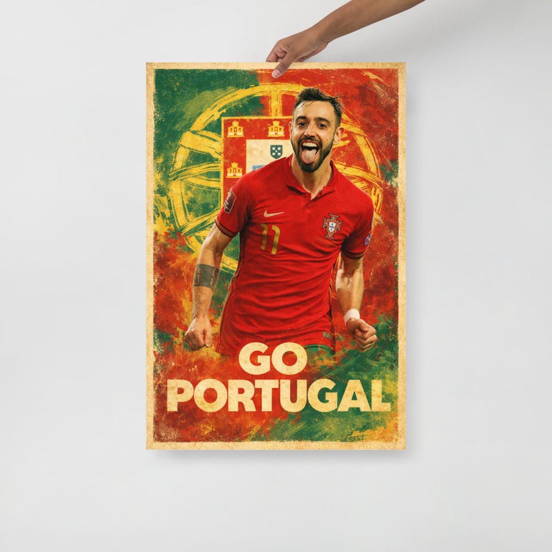 Bruno Fernandes Portugal Poster | Portugal 2026 World Cup Print | Retro ...