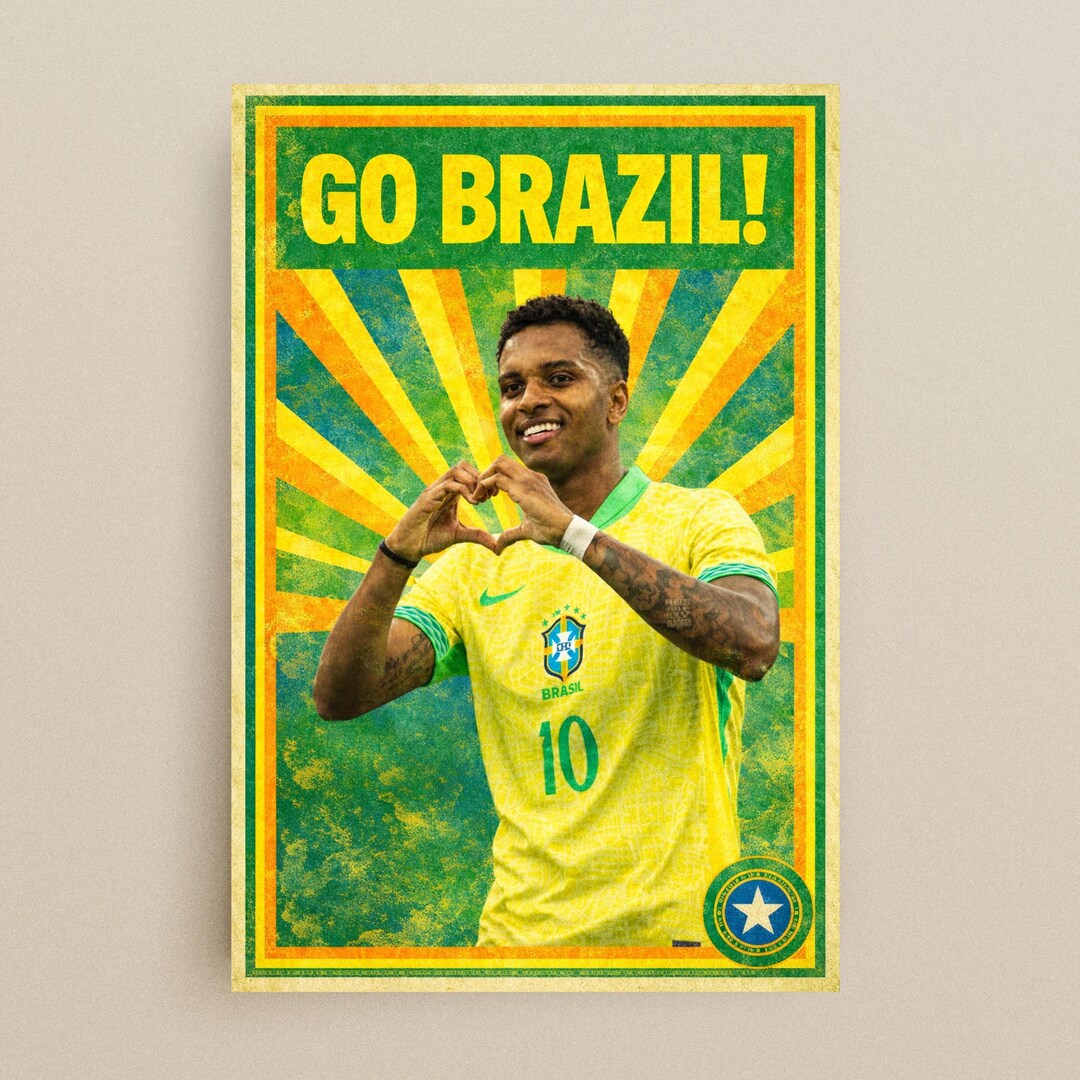 Brazil World Cup 2026 Poster – Rodrygo Soccer Wall Art – Brazil ...