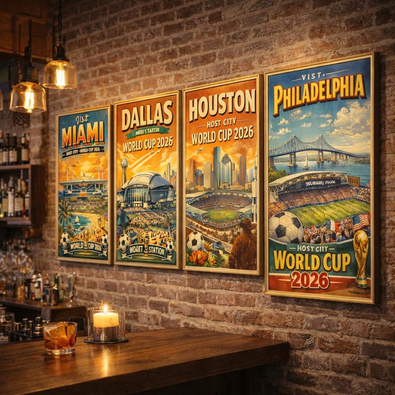 2026 World Soccer Host Cities Retro Travel Poster Set (digital Download ...
