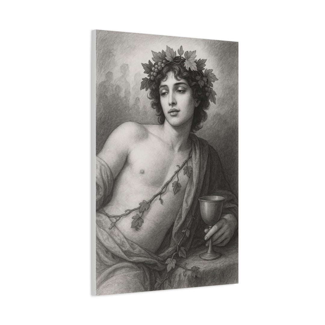 Dionysus Wall Art, Classical Male Figure Drawing, Charcoal Style Print ...