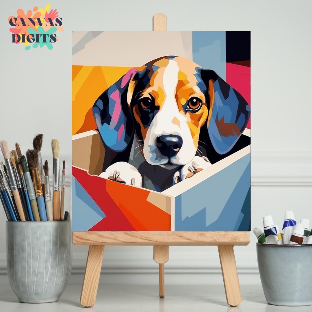 Curious Beagle Paint by Numbers for Adults, Diy Dog Painting by Numbers ...