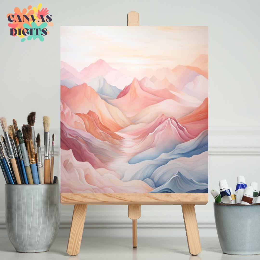 Majestic Mountain Painting Kit, Canvas Paint by Numbers, Diy Numbered ...