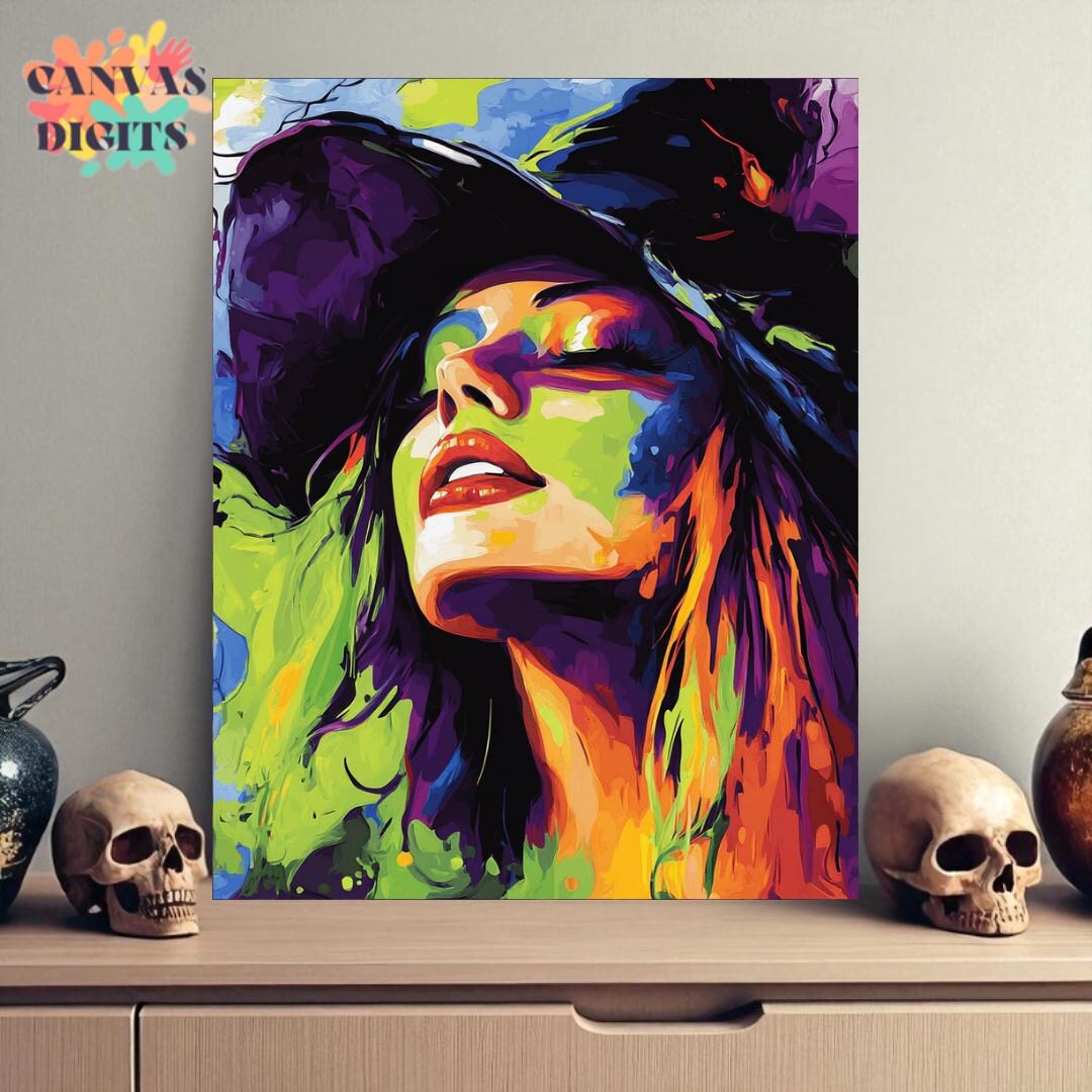 Colorful Witch Portrait Diy Painting by Numbers Kit, Paint by Numbers ...