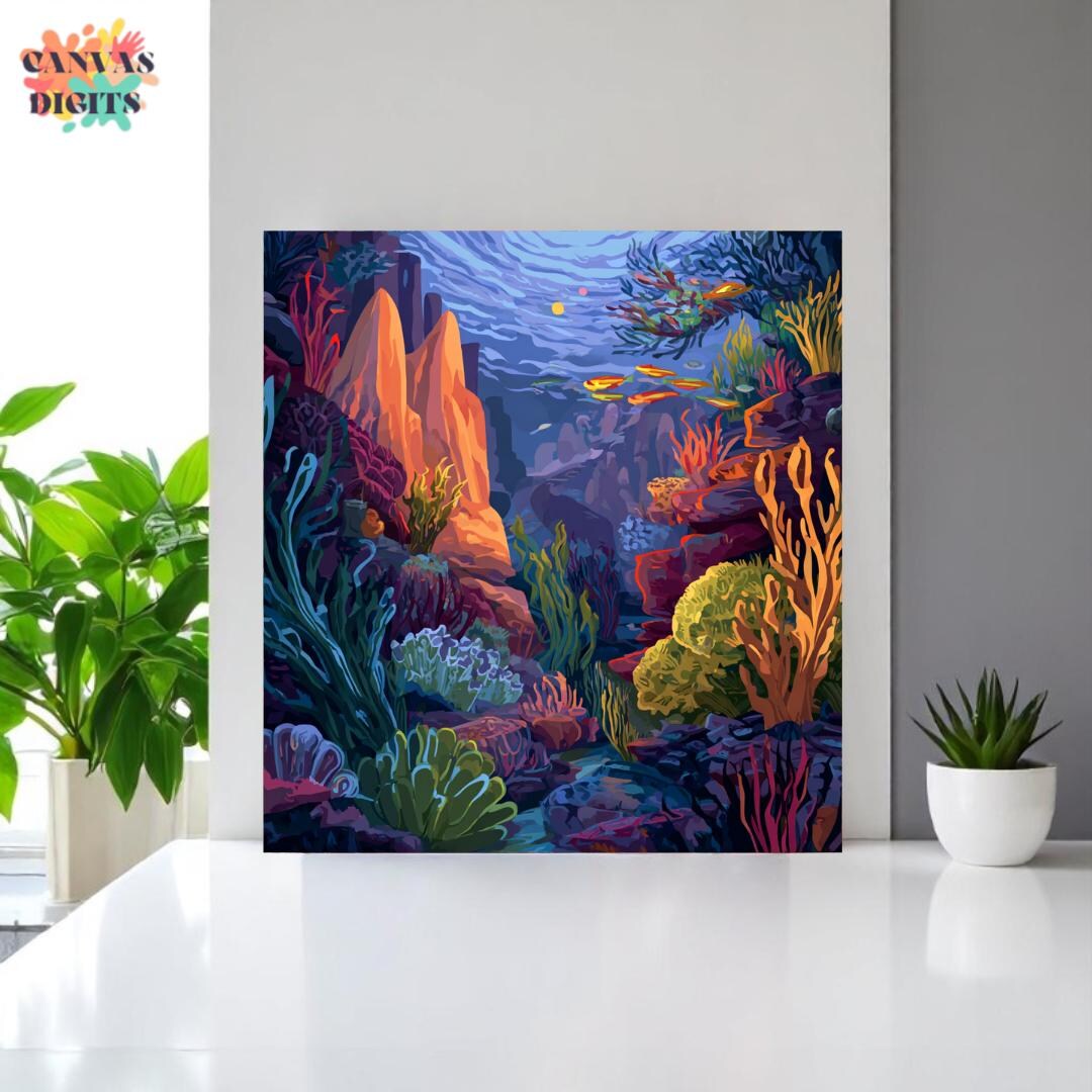 Underwater Landscape Paint by Numbers Kit, Ocean Life Painting Kit for ...