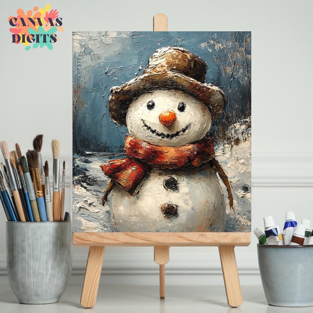 Adorable Snowman Paint by Numbers Kit, Cozy Winter Art Kit, Festive DIY ...