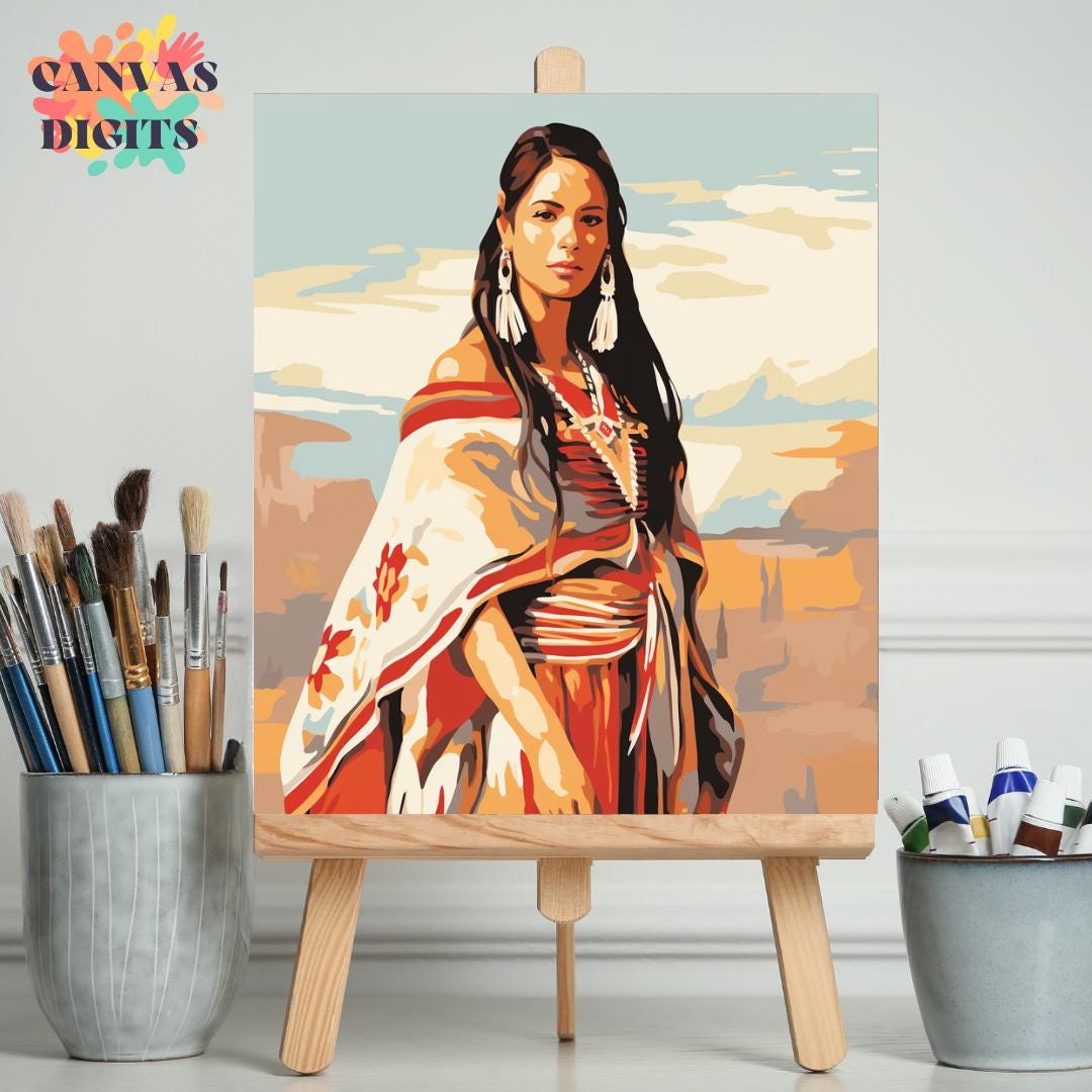Native Woman Portrait Painting Kit, Paint by Number Activity for Adults ...