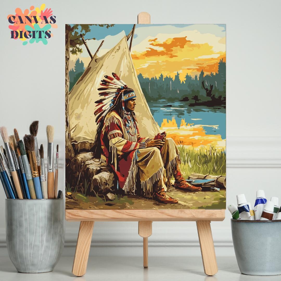 Diy Native American Paint by Numbers Kit for Adults, Indian Portrait ...