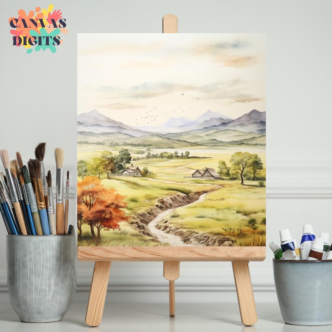 DIY Vertical Country Landscape Painting Kit, Paint by Numbers ...