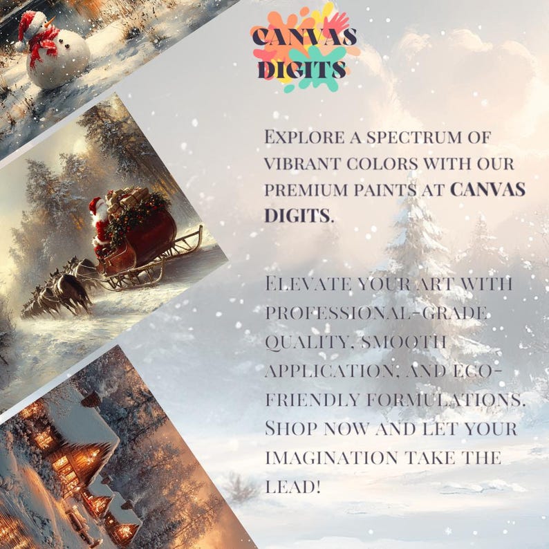 Snowy Christmas Scene Paint Kit, Winter Wonderland With Santa, Holiday ...