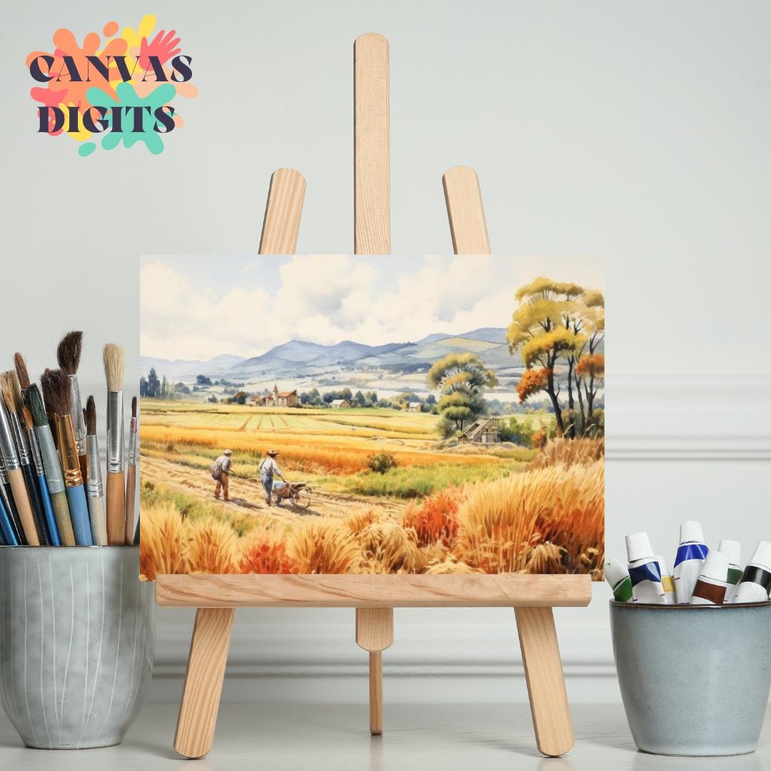 Golden Wheat Field Paint by Number Kit, Peaceful Wheat Field Paint Set ...