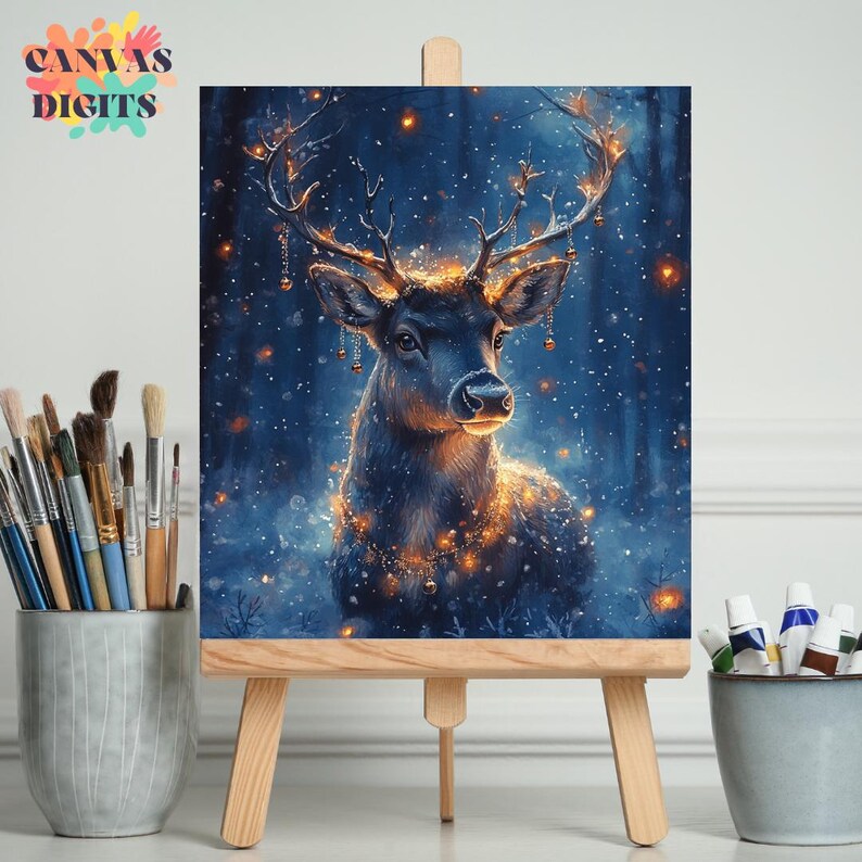 Elegant Reindeer Painting Kit, Vertical Diy Painting by Numbers Set ...