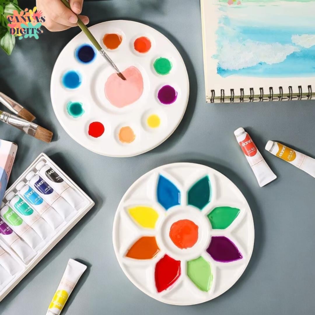 Flower Ceramic Palette, Flower Paint Mixing Tray, Watercolor Supplies ...