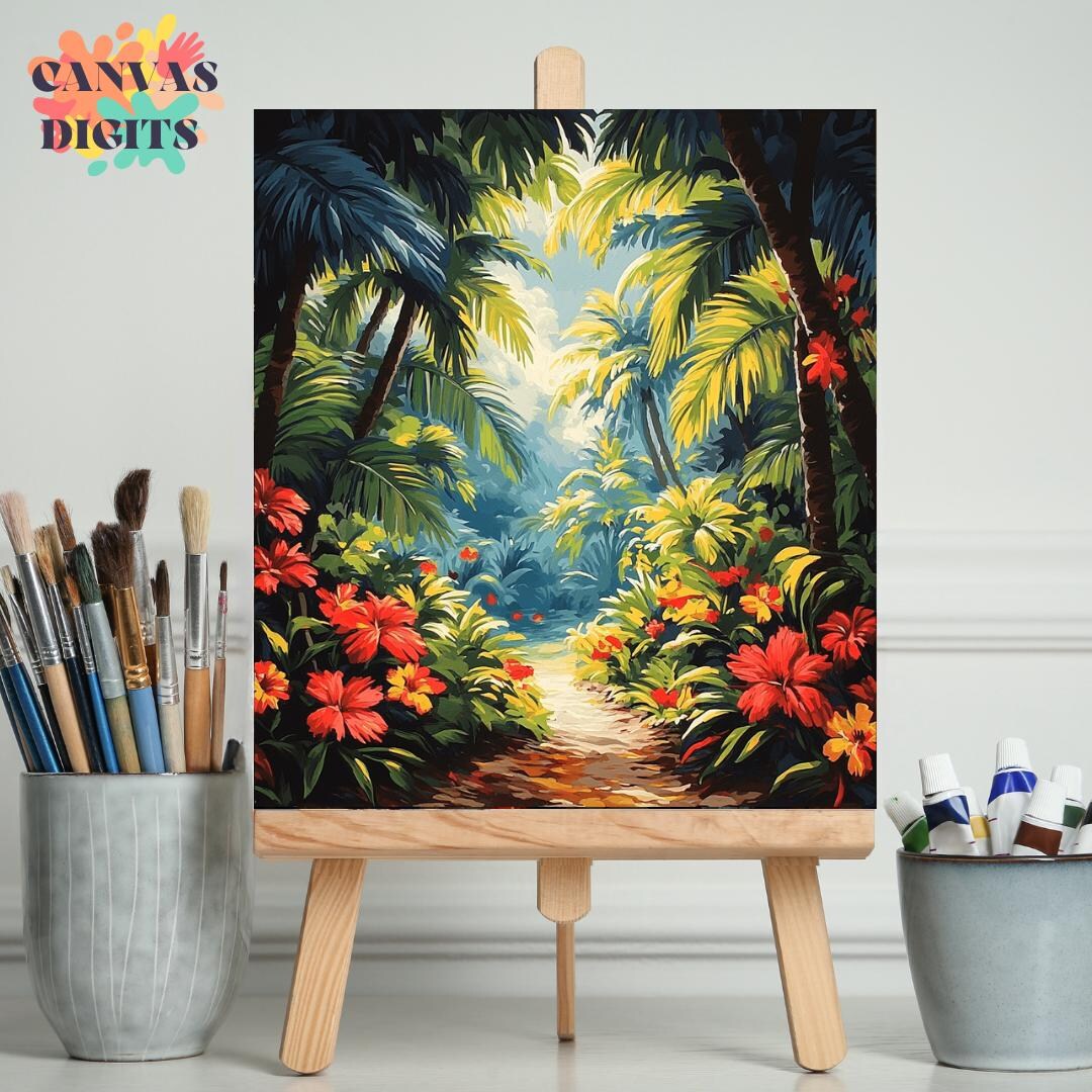 Lush Green Rainforest Paint by Numbers for Adults, Tropical Jungle ...